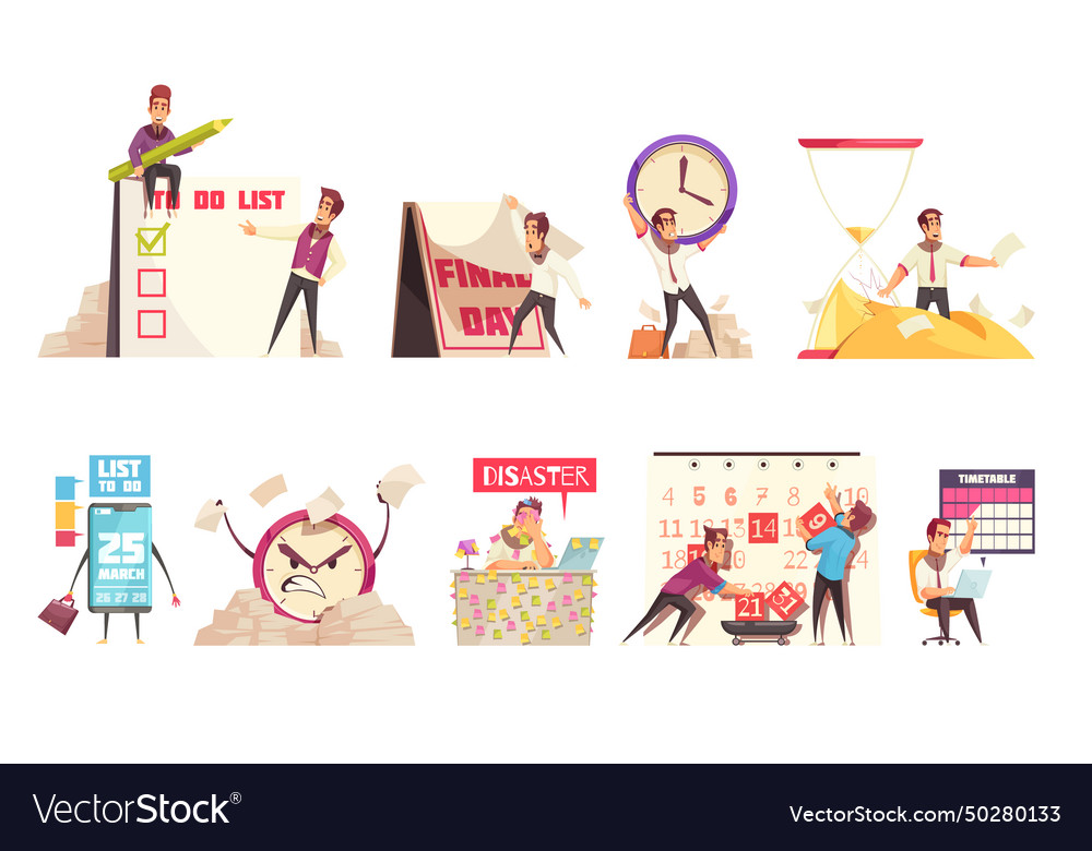 Time management set Royalty Free Vector Image - VectorStock