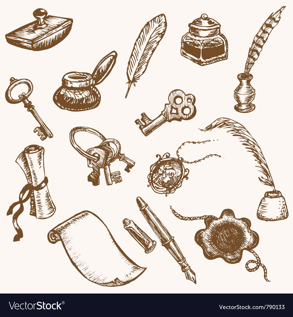 Vintage writing elements Royalty Free Vector Image