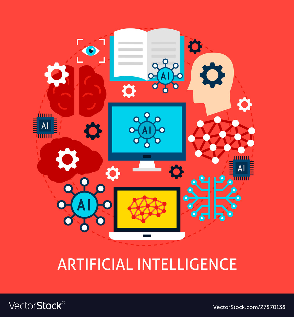 Artificial intelligence flat concept Royalty Free Vector