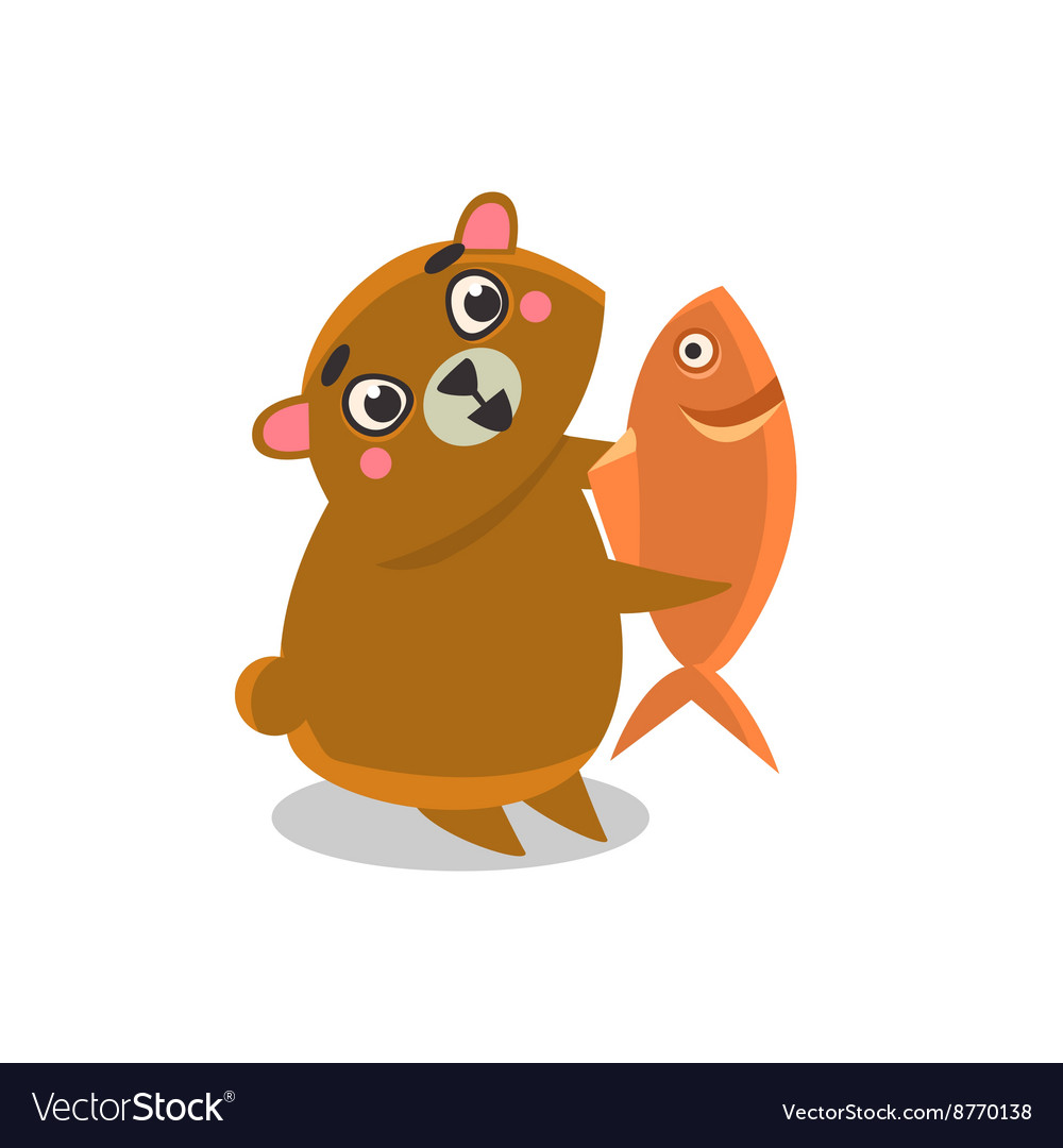 Brown Bear Holding Fish Royalty Free Vector Image