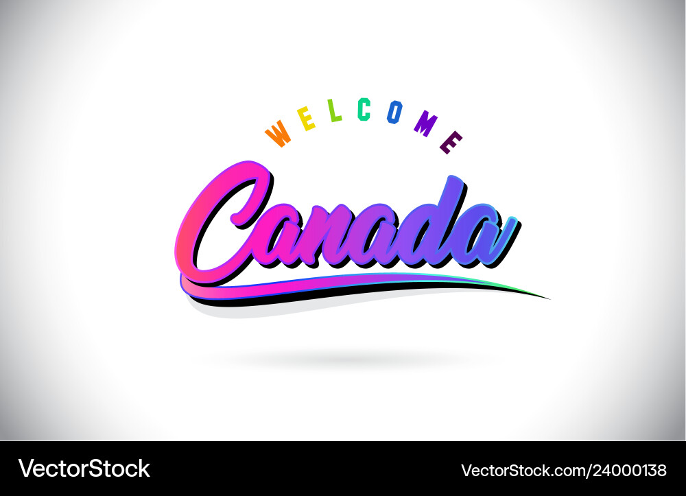 Canada welcome to word text with creative purple Vector Image