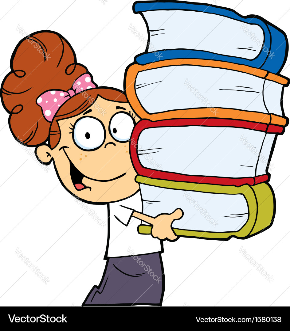 Child holding books cartoon Royalty Free Vector Image