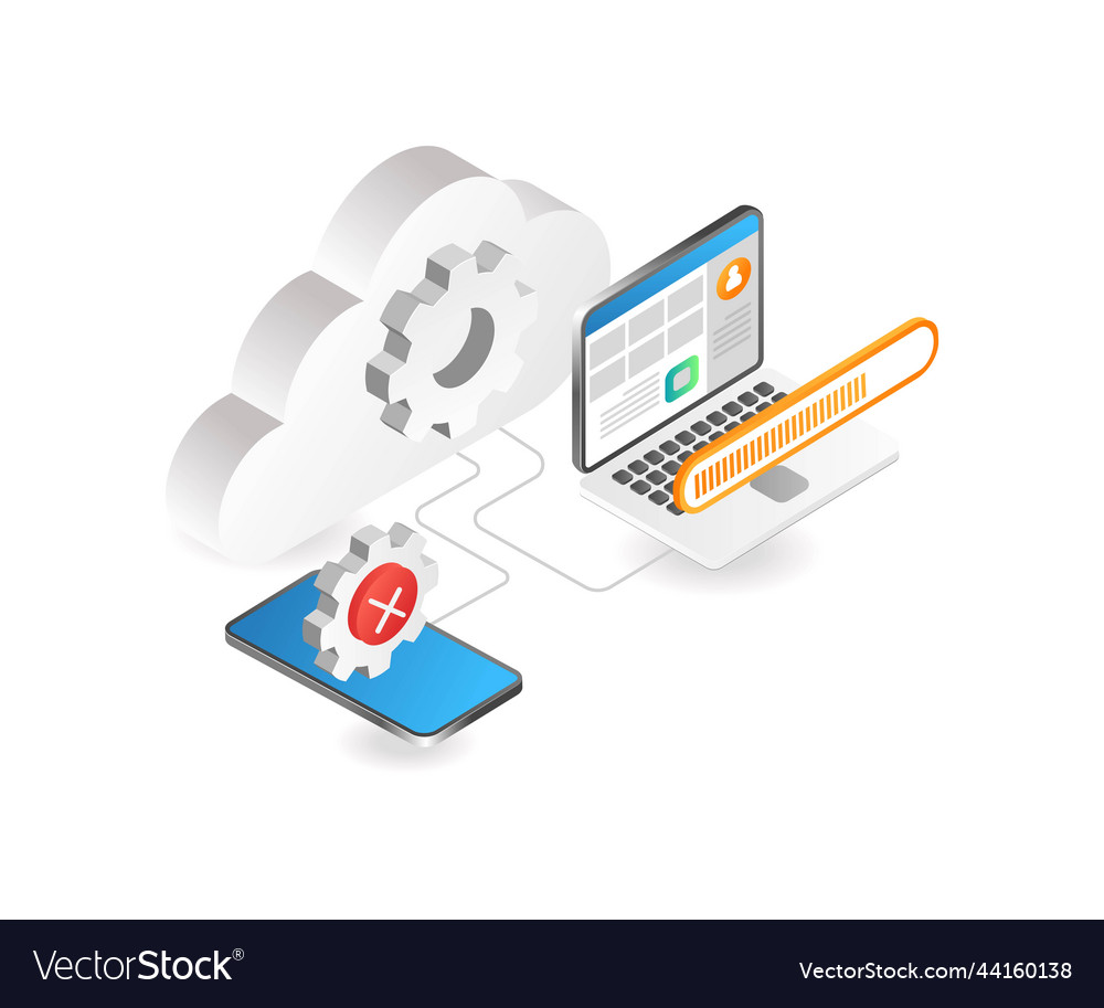 Cloud server test app smartphone Royalty Free Vector Image