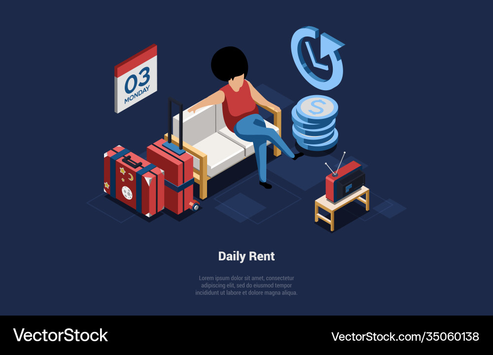 Conceptual on daily rent Royalty Free Vector Image