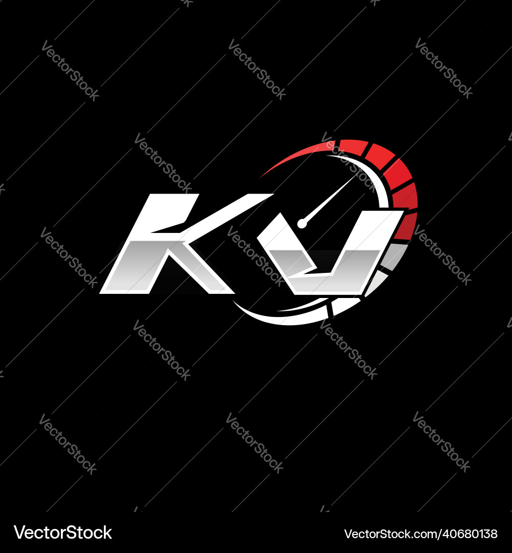Kv logo letter speed meter racing style Royalty Free Vector