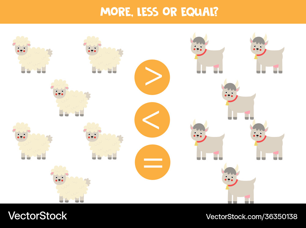 More less equal with cartoon sheep and goats Vector Image