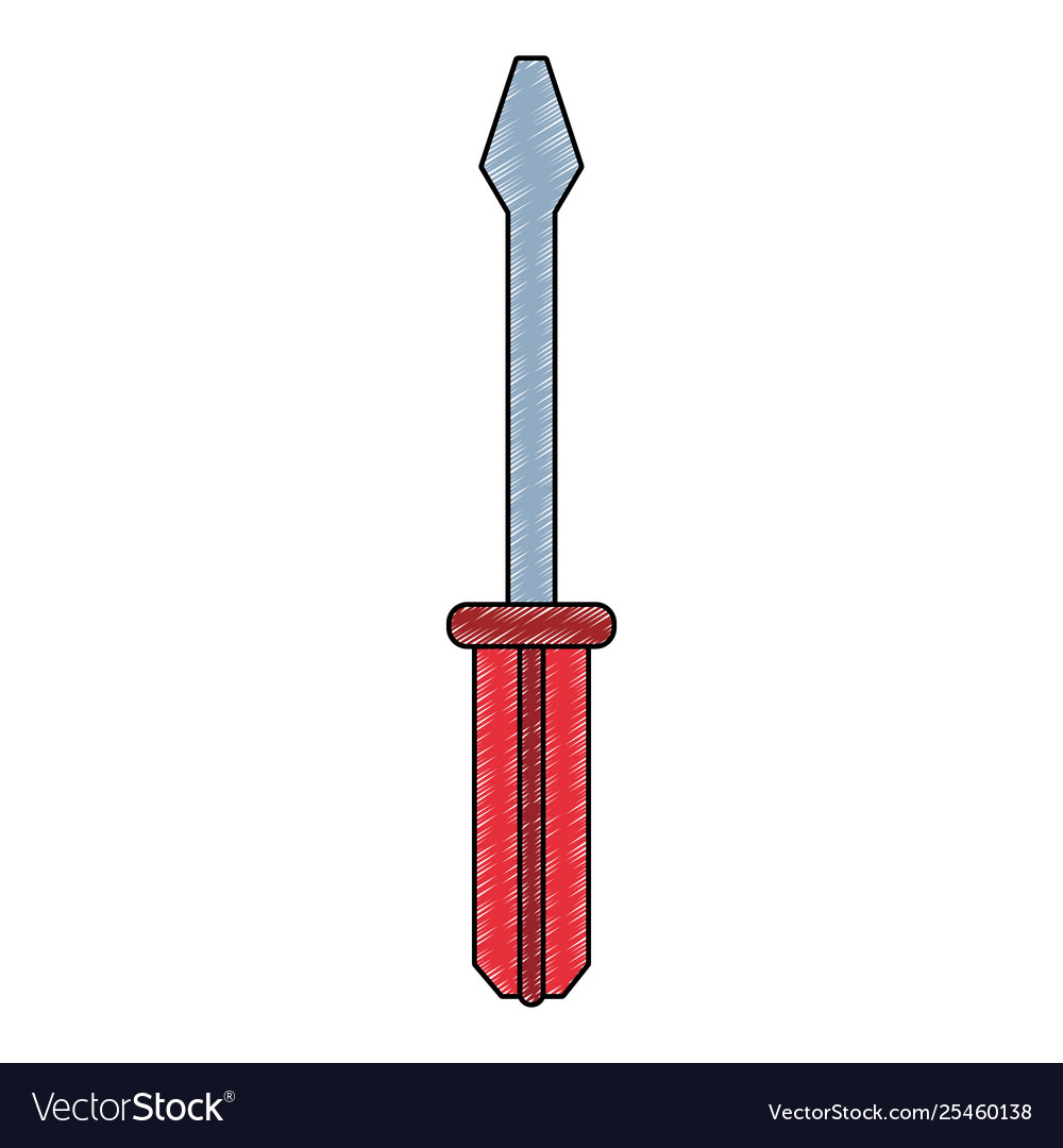 Screwdriver construction tool scribble Royalty Free Vector