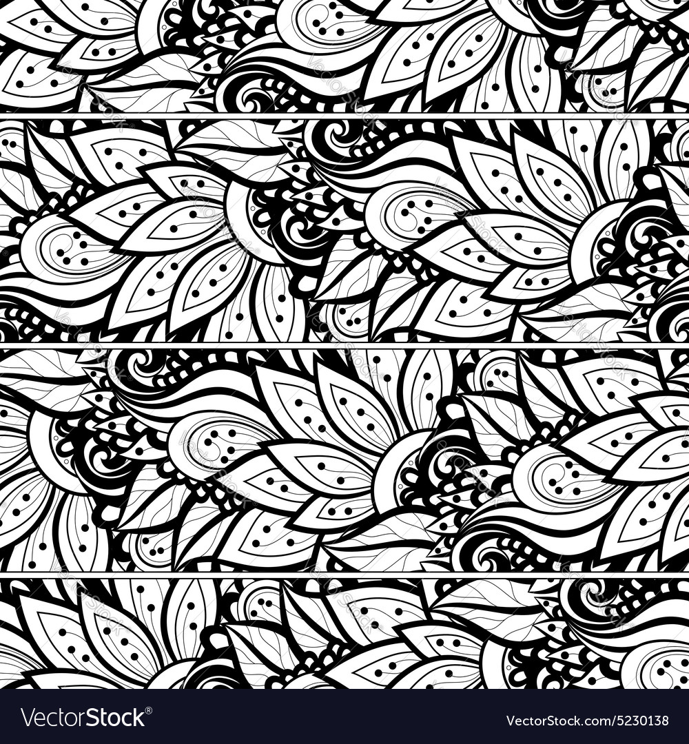 Seamless Monochrome Floral Pattern Royalty Free Vector Image