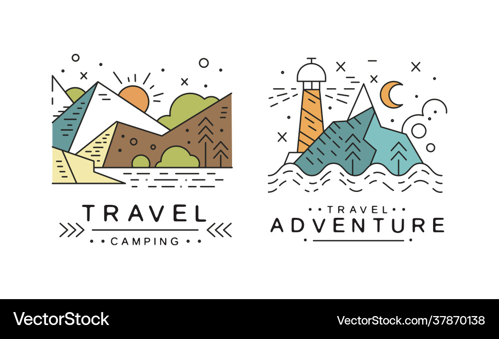 Travel logo original design set adventures Vector Image