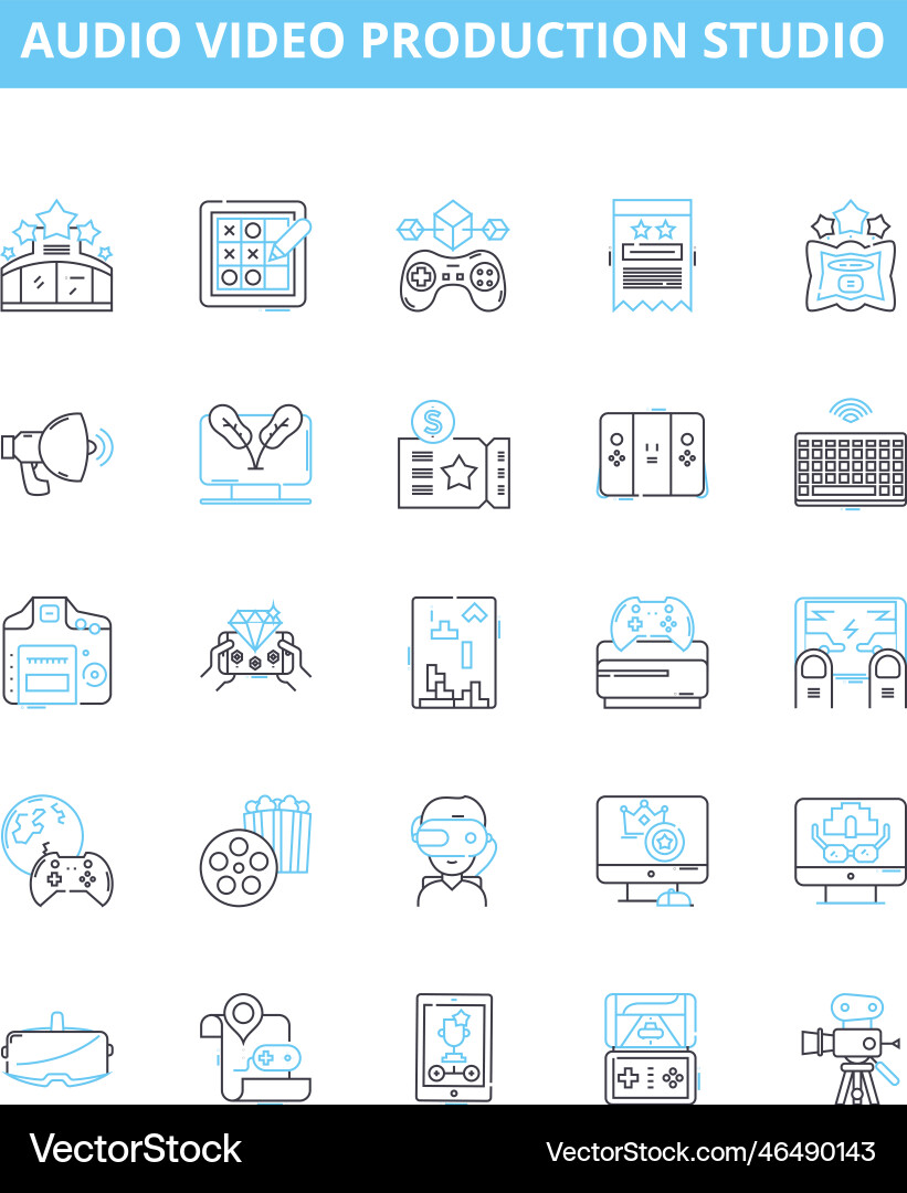 Audio video production studio line icons Vector Image