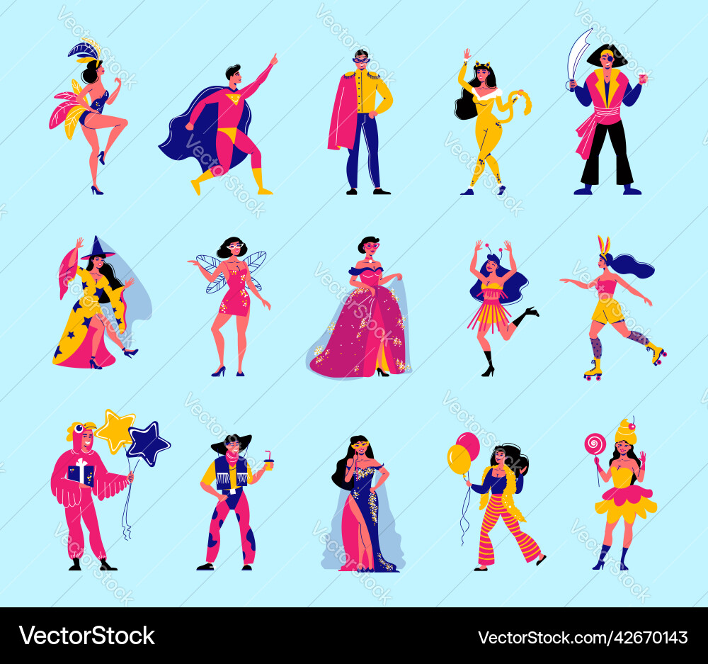 Carnival color icons collection Royalty Free Vector Image
