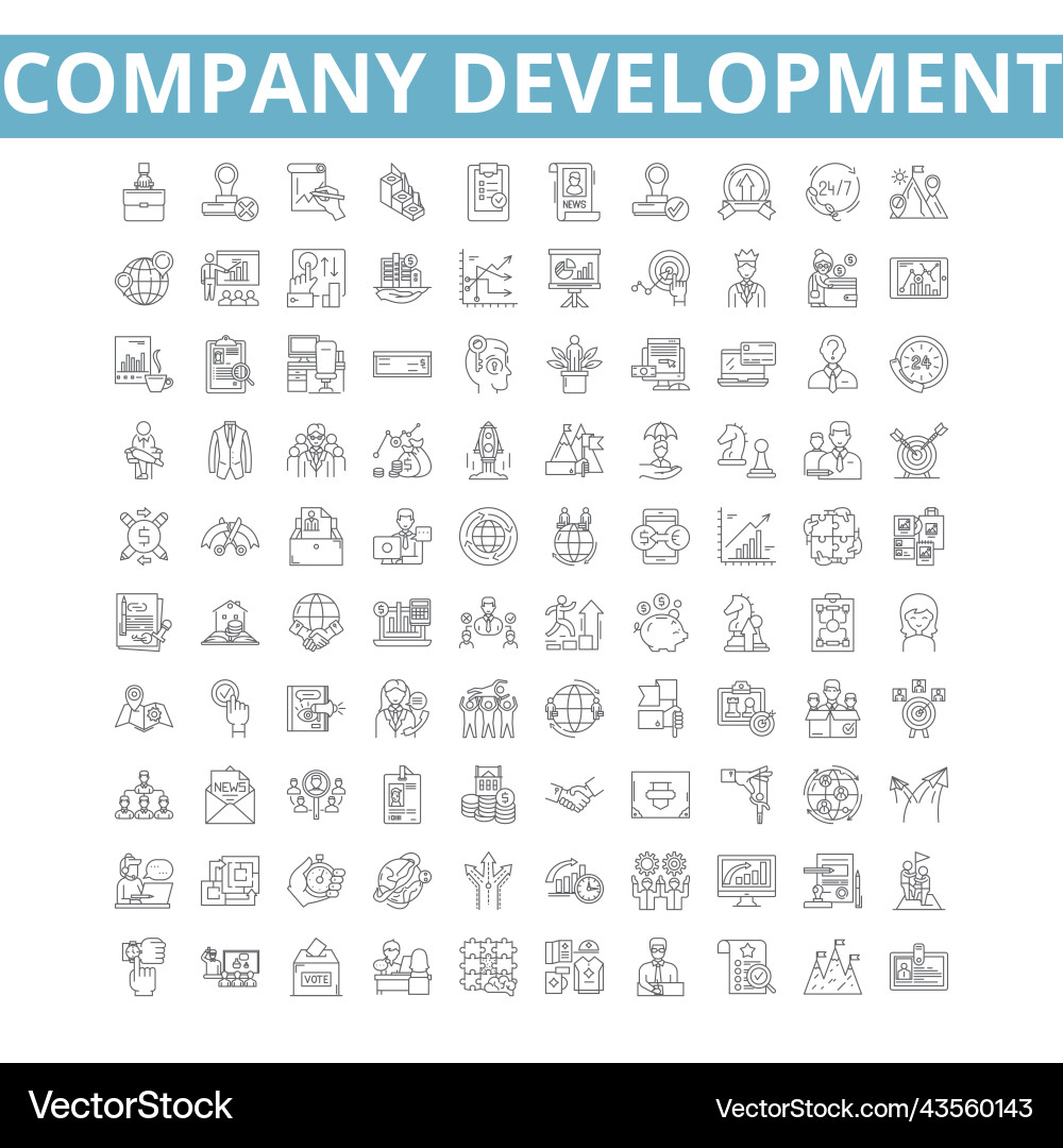 Company development icons line symbols web signs Vector Image
