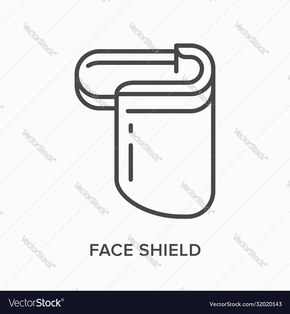 Face Shield Flat Line Icon Outline Royalty Free Vector Image