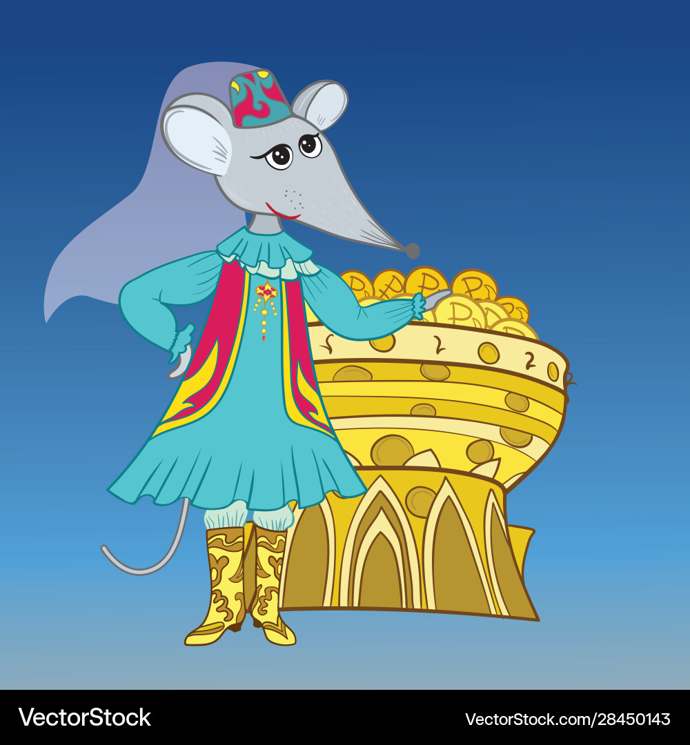 Funny tatar muslim mouse sketch Royalty Free Vector Image