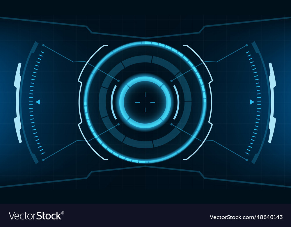 Hud sci-fi interface screen view blue geometric Vector Image