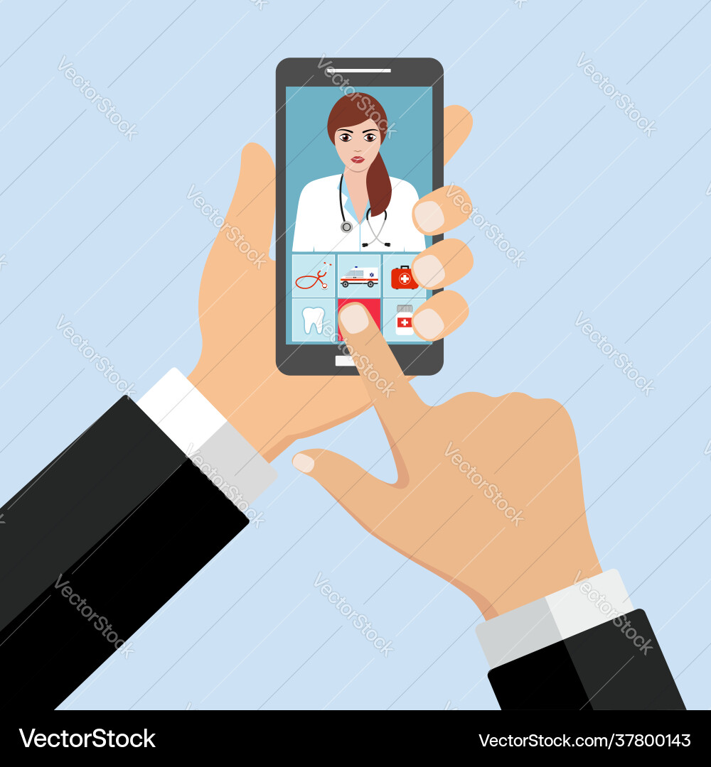 Mobile medicine concept online doctor Royalty Free Vector