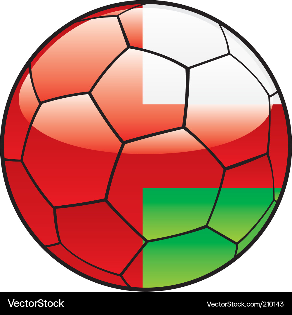 Oman flag on soccer ball Royalty Free Vector Image