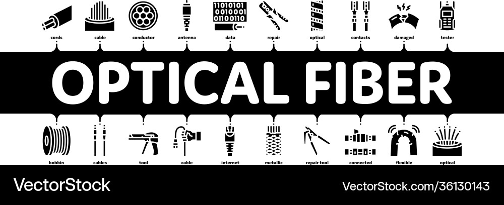 Optical fiber cable minimal infographic banner Vector Image