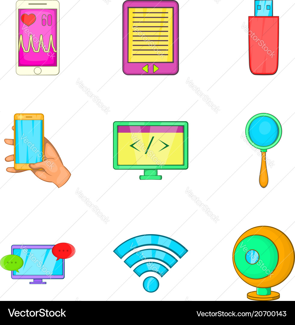 Present life icons set cartoon style Royalty Free Vector
