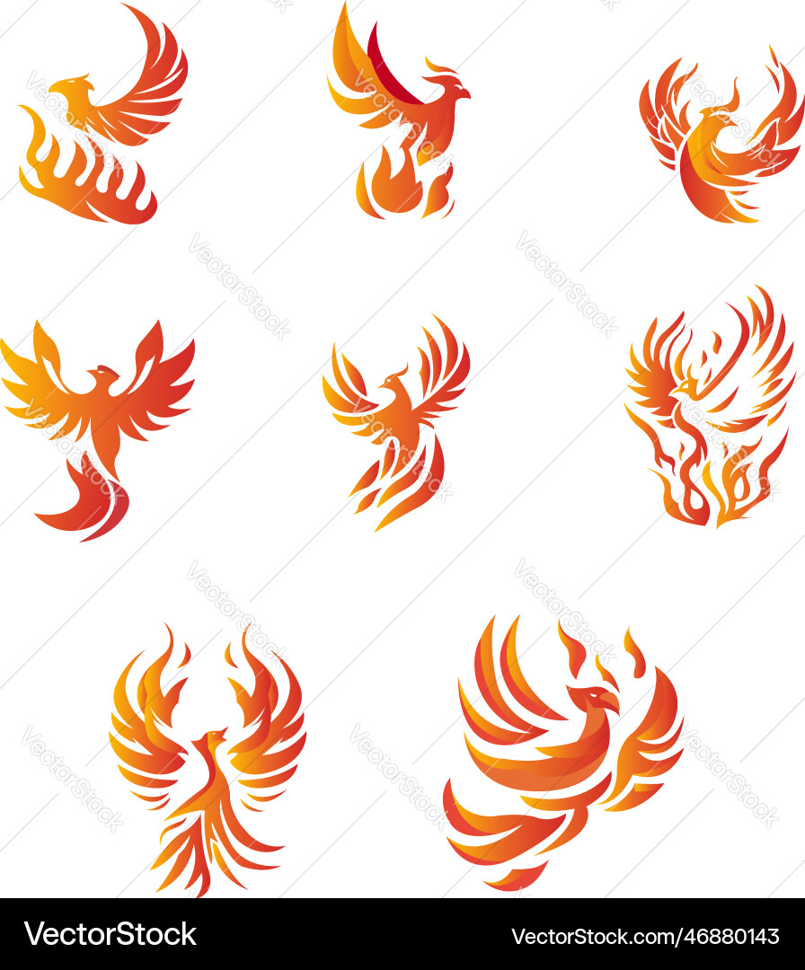 Set of phoenix icons Royalty Free Vector Image