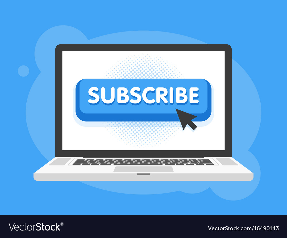 Subscribe button with cursor in flat design Vector Image