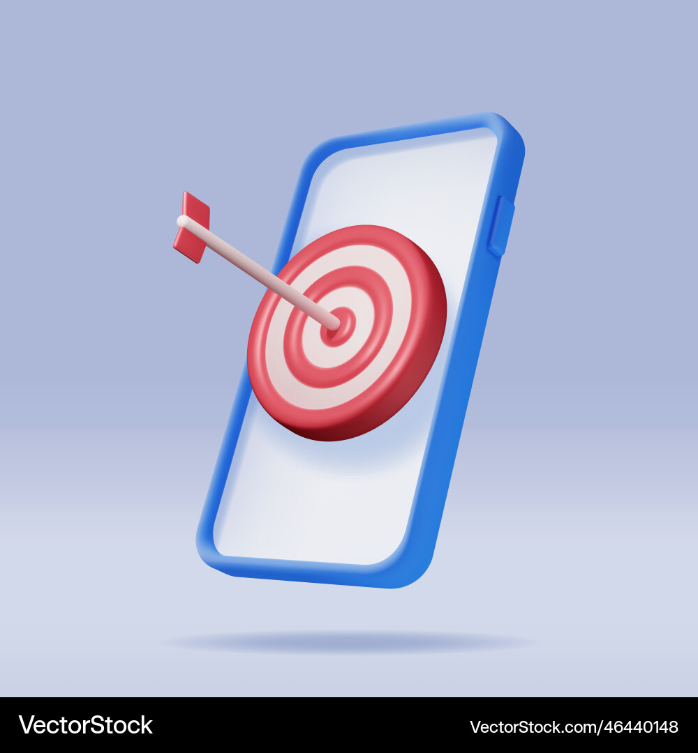 3d target with arrow in center on smartphone Vector Image
