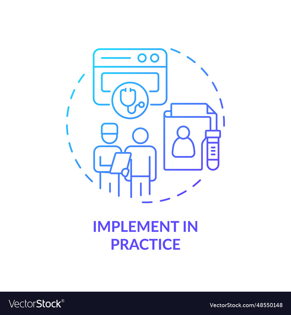 Blue linear gradient icon implement in practice Vector Image