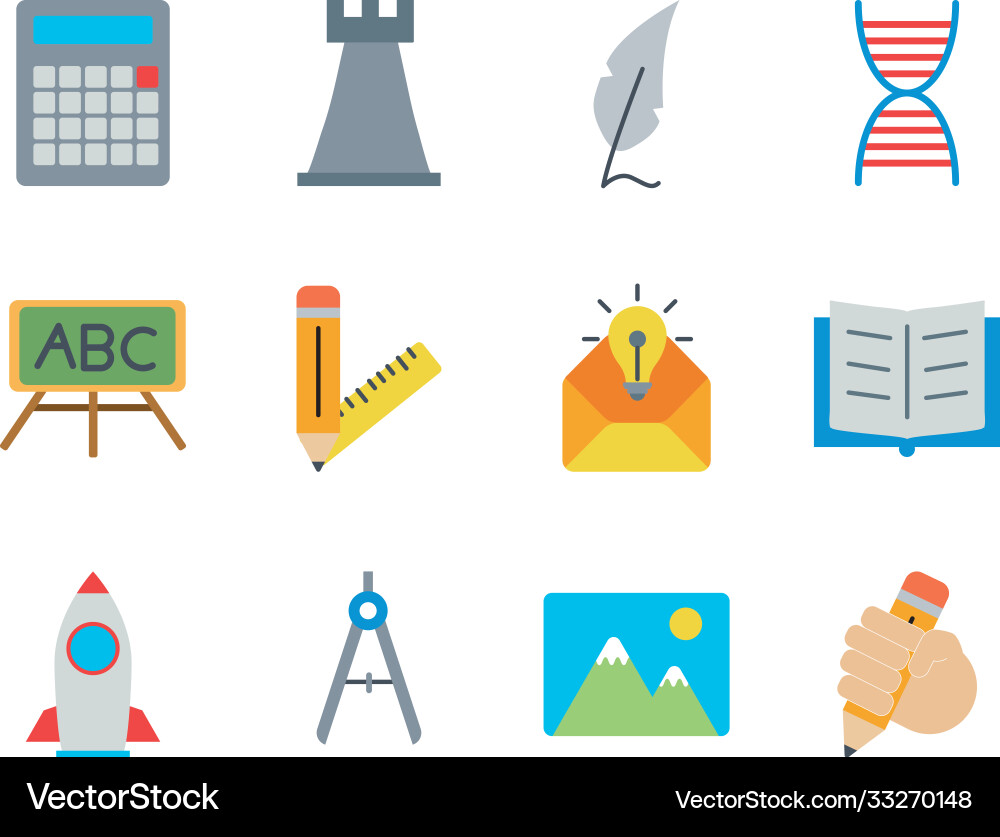 Bundle twelve back to school supplies Royalty Free Vector