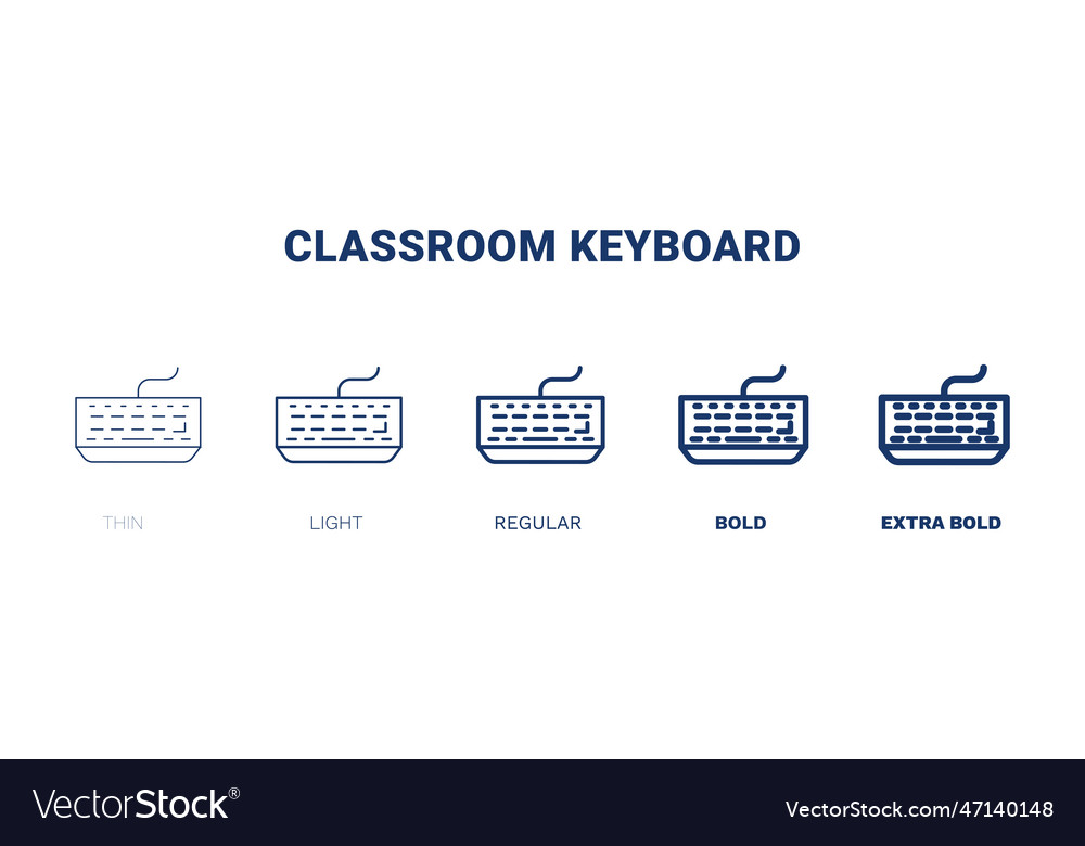 Classroom keyboard icons thin light regular bold Vector Image