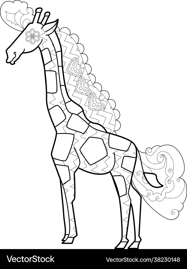 Contour linear with animal for coloring book cute Vector Image