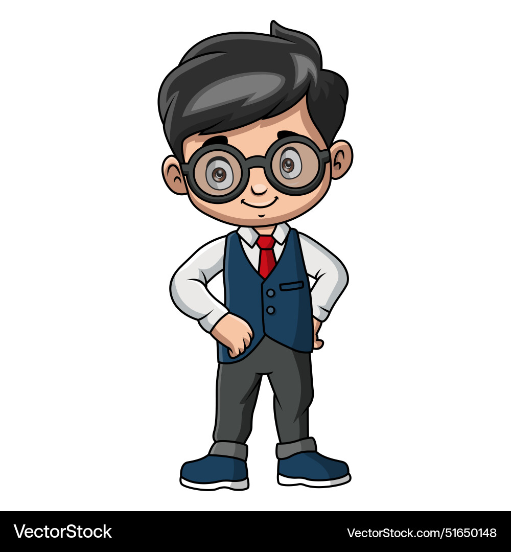 Cute happy school boy cartoon Royalty Free Vector Image