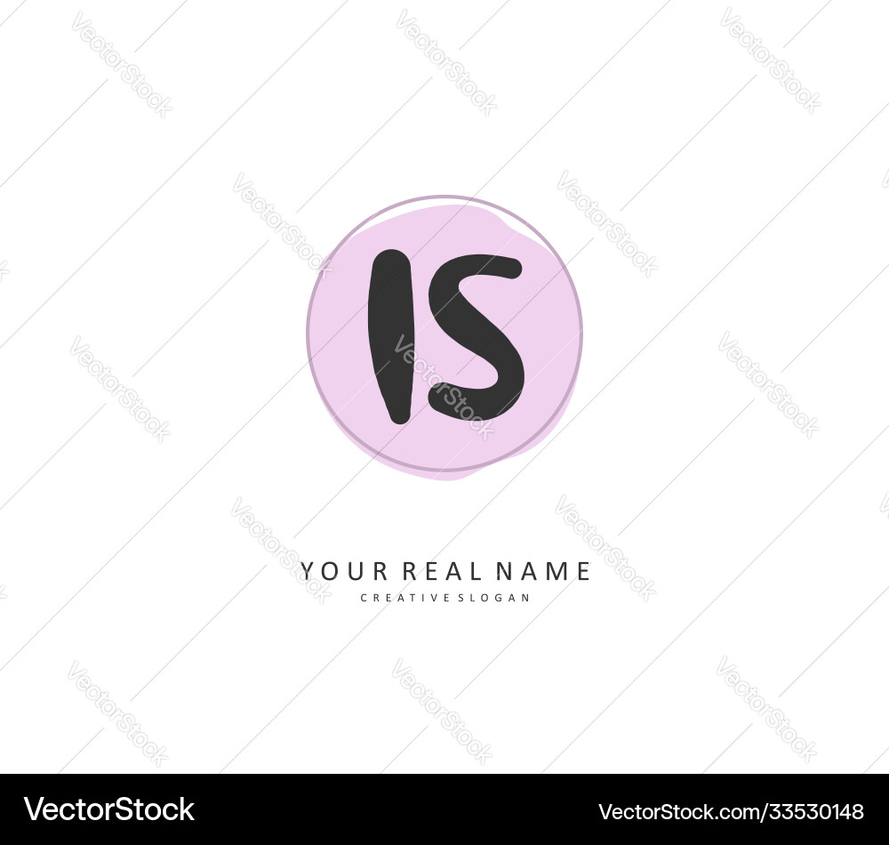 I s is initial letter handwriting and signature Vector Image