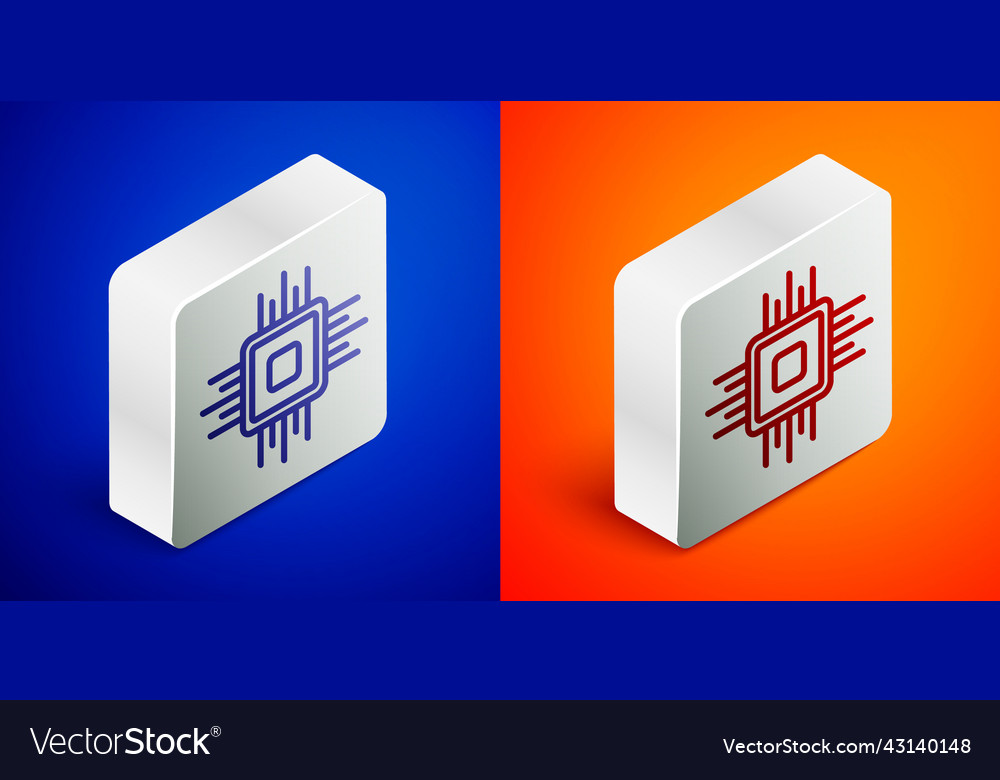 Isometric line computer processor Royalty Free Vector Image
