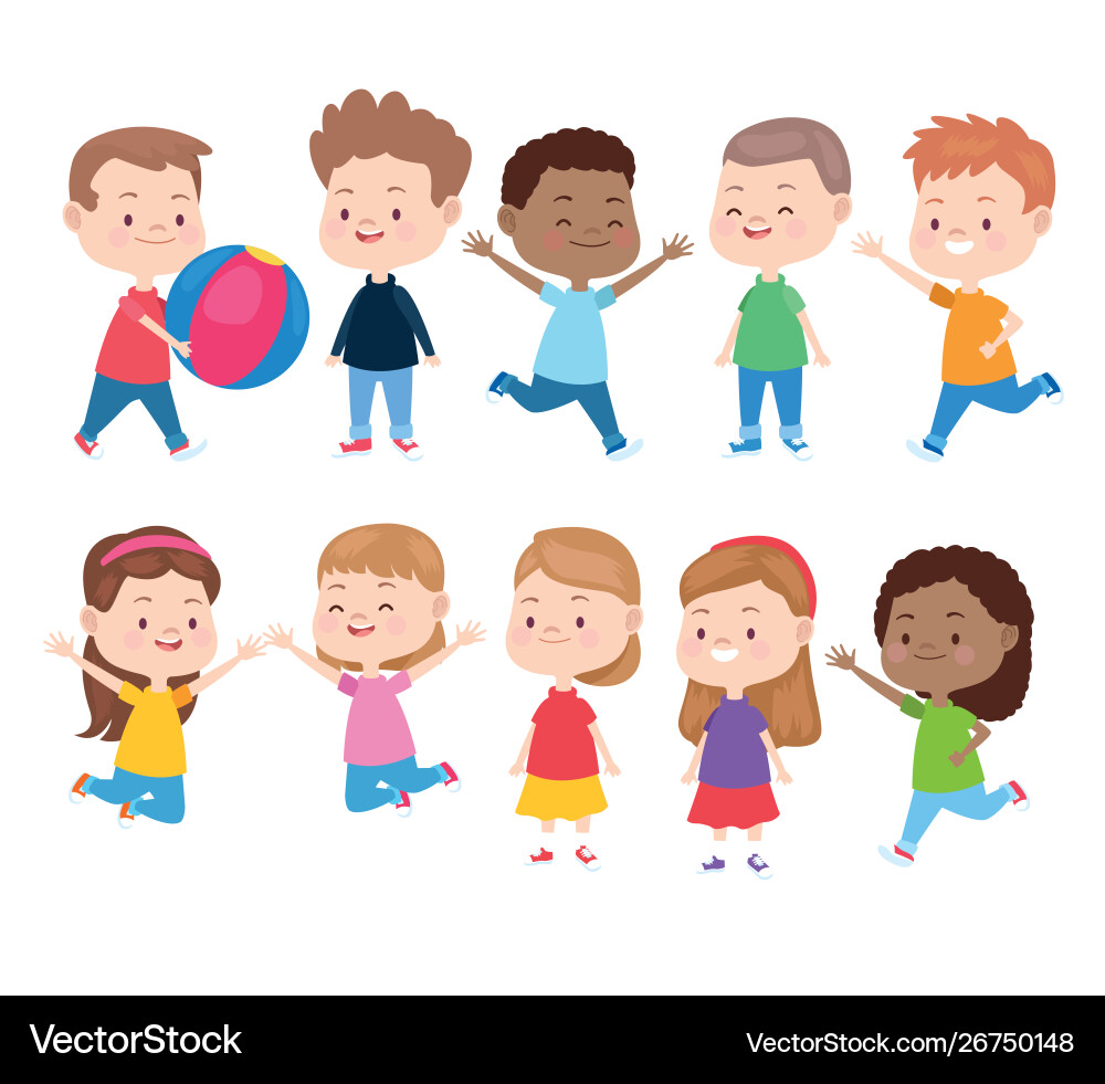 Kids having fun and smiling cartoons Royalty Free Vector