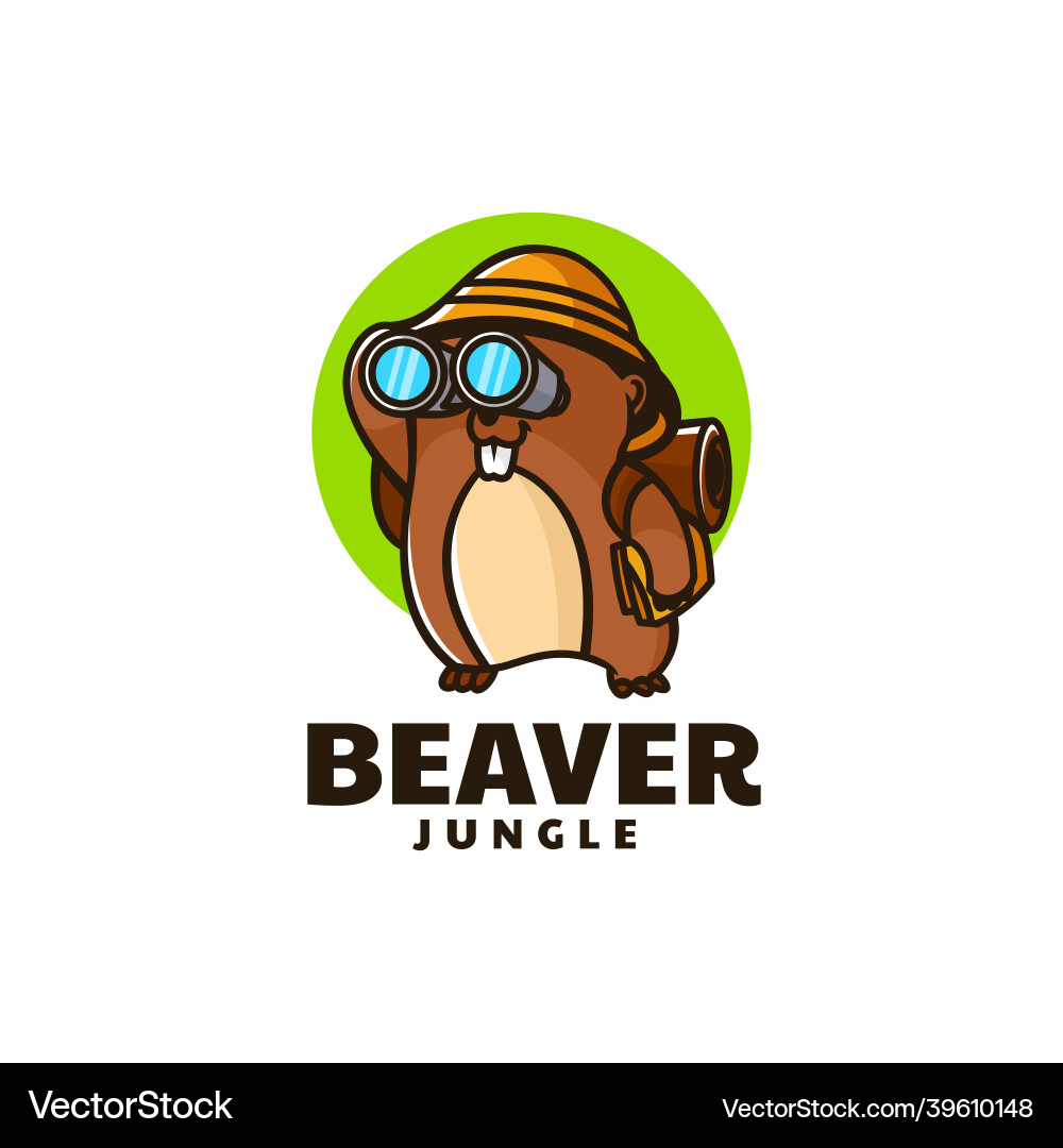 Logo beaver mascot cartoon style Royalty Free Vector Image
