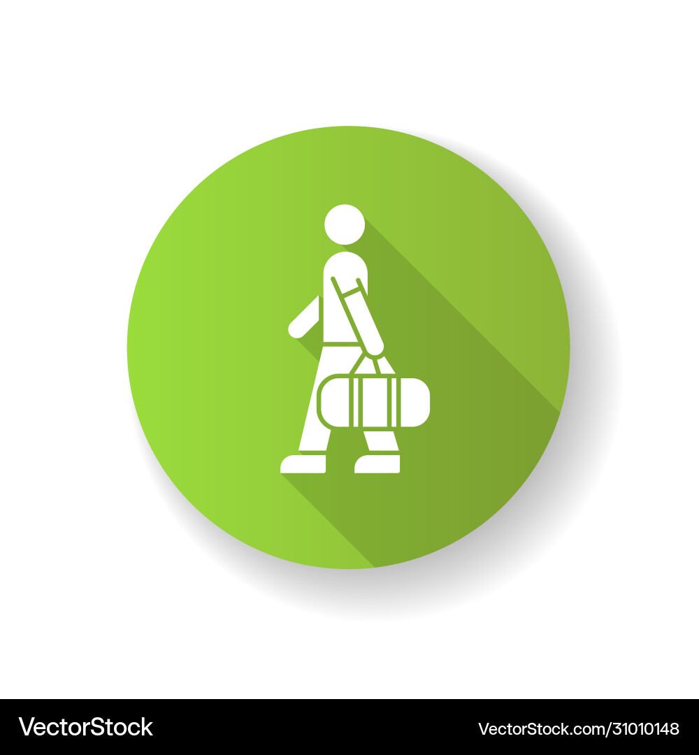 Male passenger with bag green flat design long Vector Image