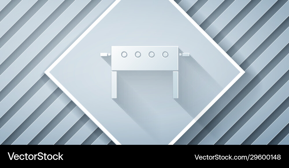 Paper cut hockey table icon isolated on grey Vector Image