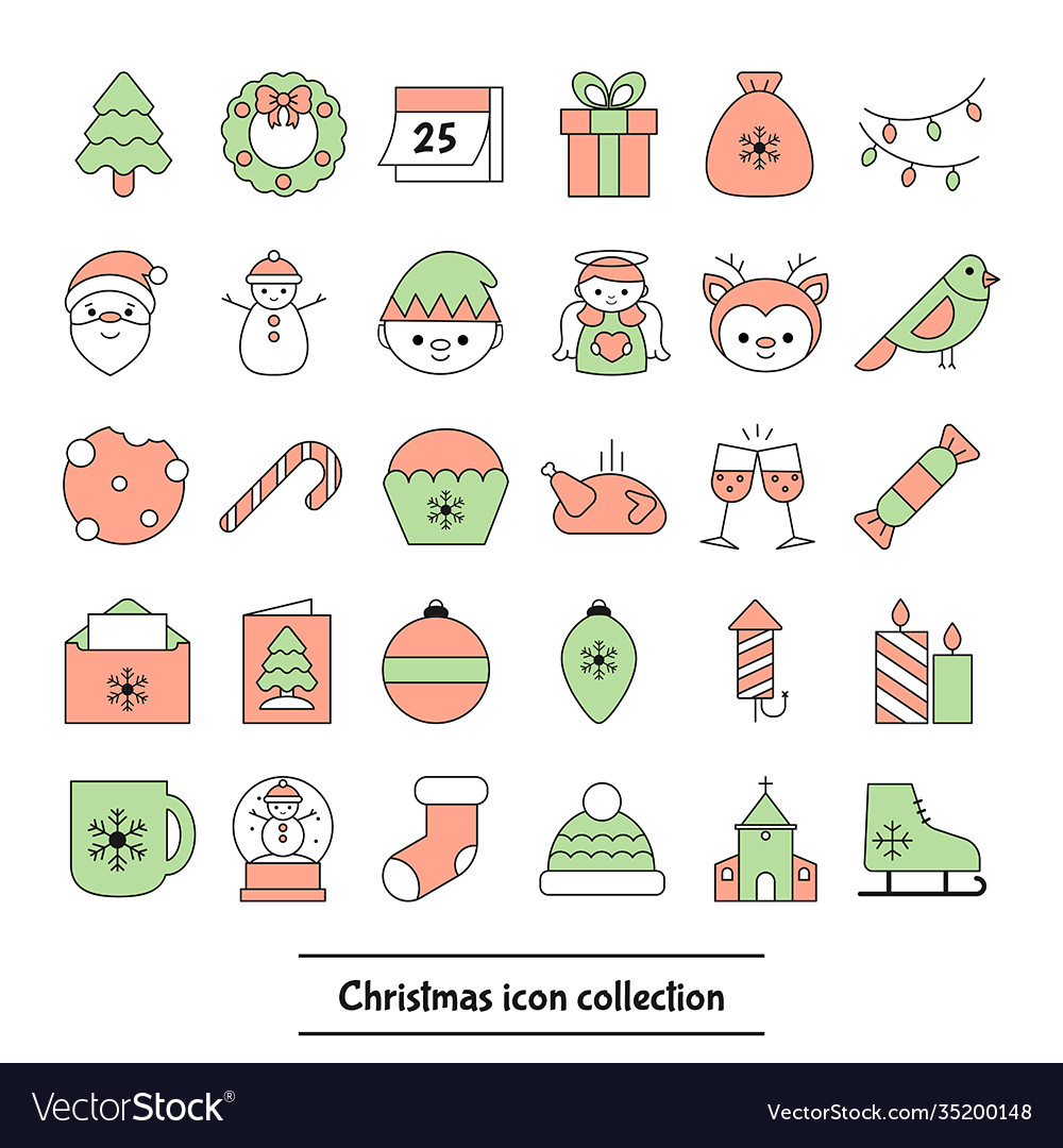 Set christmas icons Royalty Free Vector Image - VectorStock