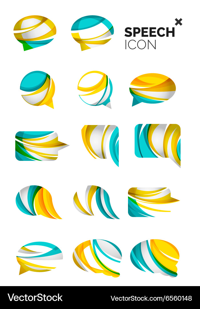 Set of abstract speech bubble and cloud icons Vector Image