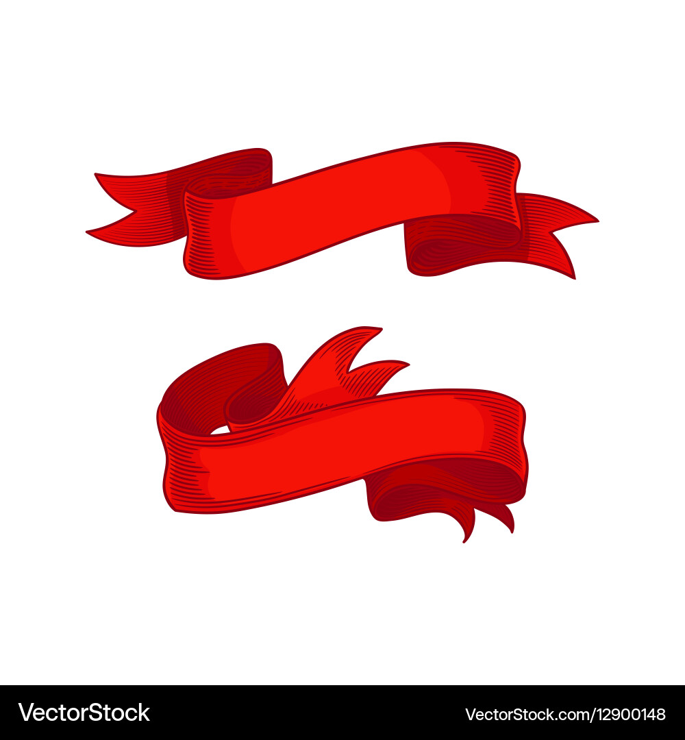 Set of decorative red ribbons Royalty Free Vector Image