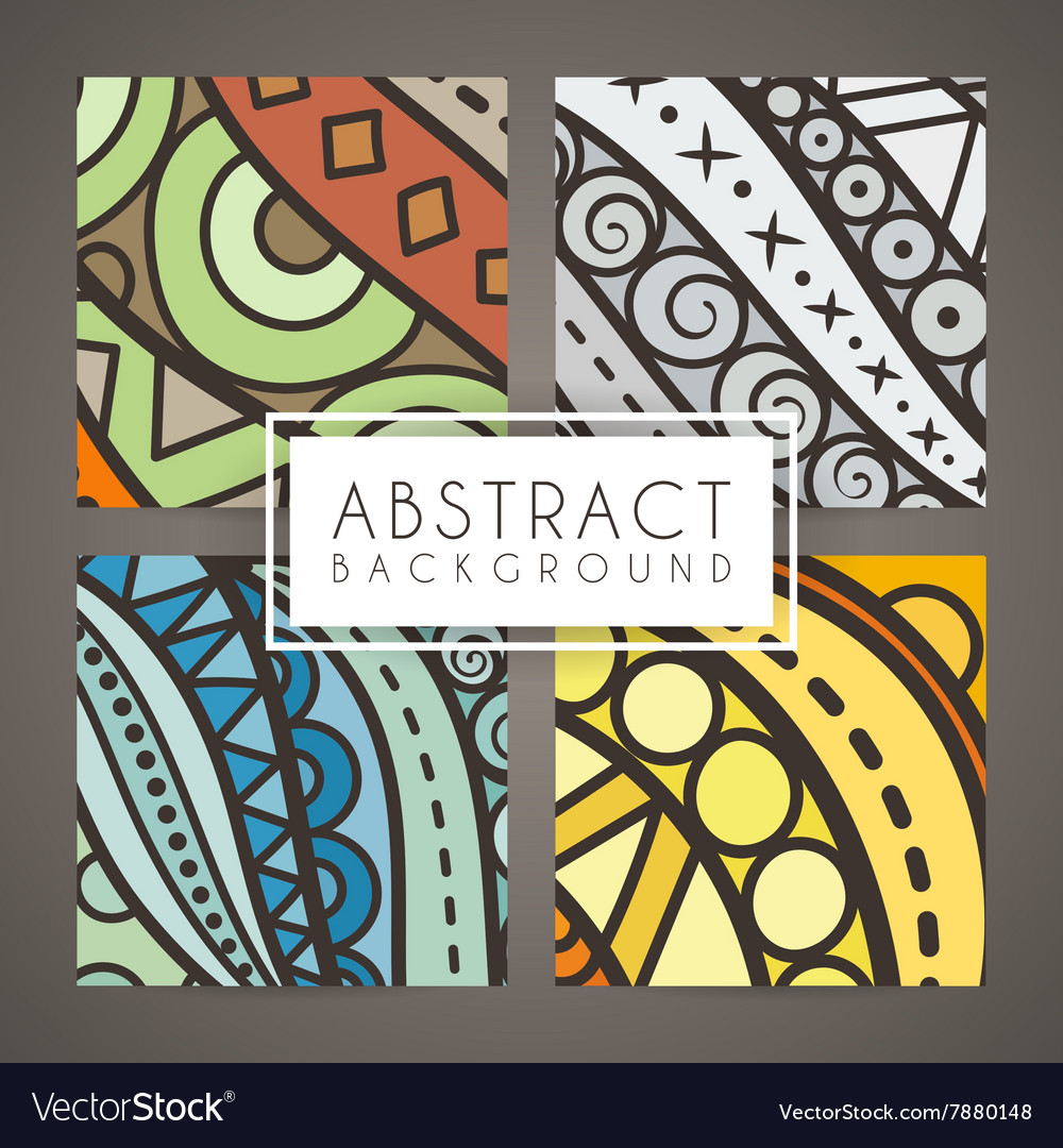 Set of four colorful intricate patterns Royalty Free Vector