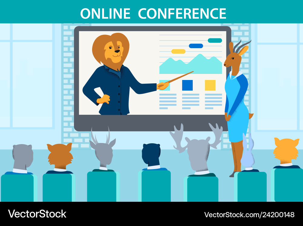 Trainer lion teach animalsduring online conference