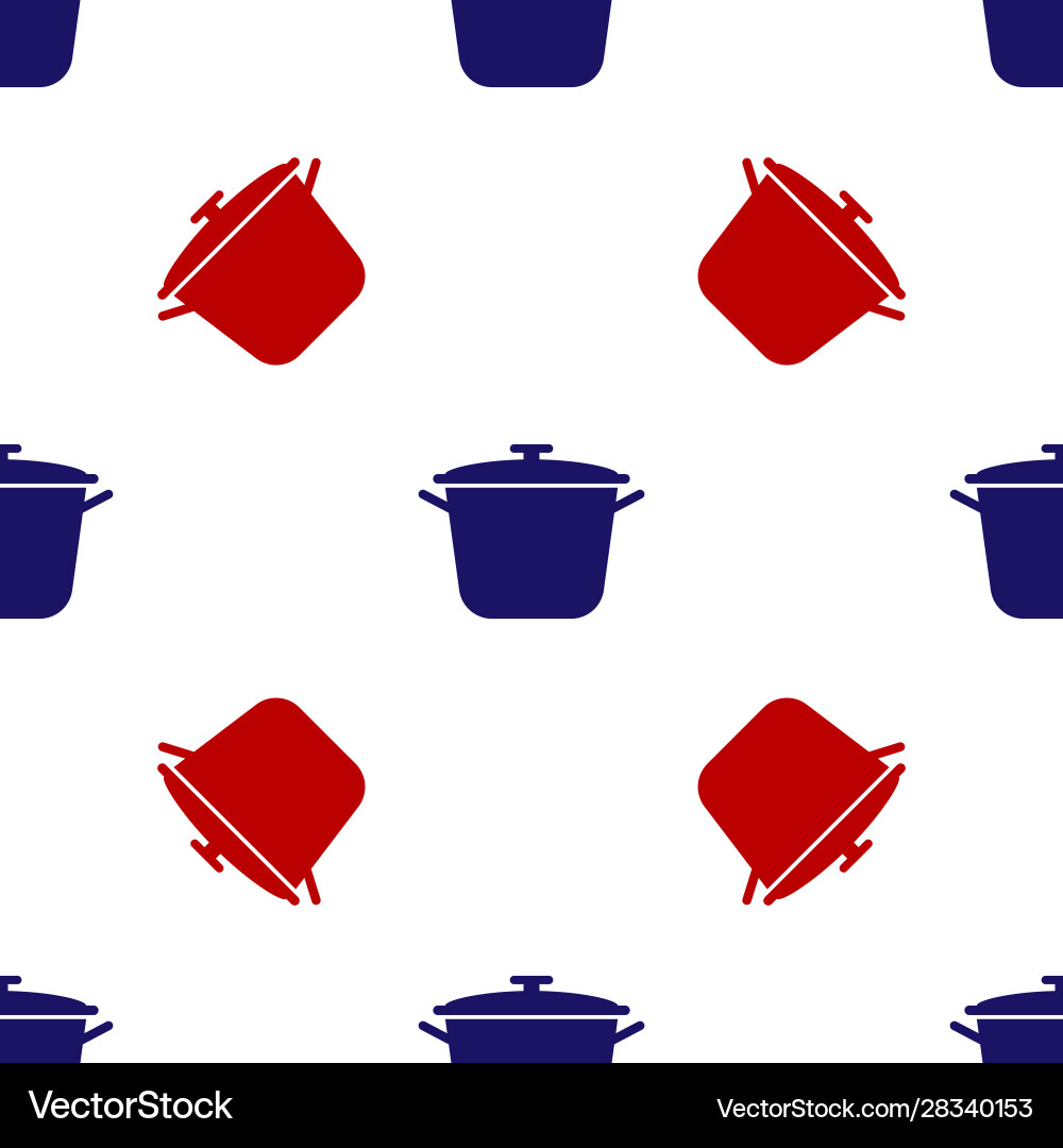 Blue and red cooking pot icon isolated seamless Vector Image