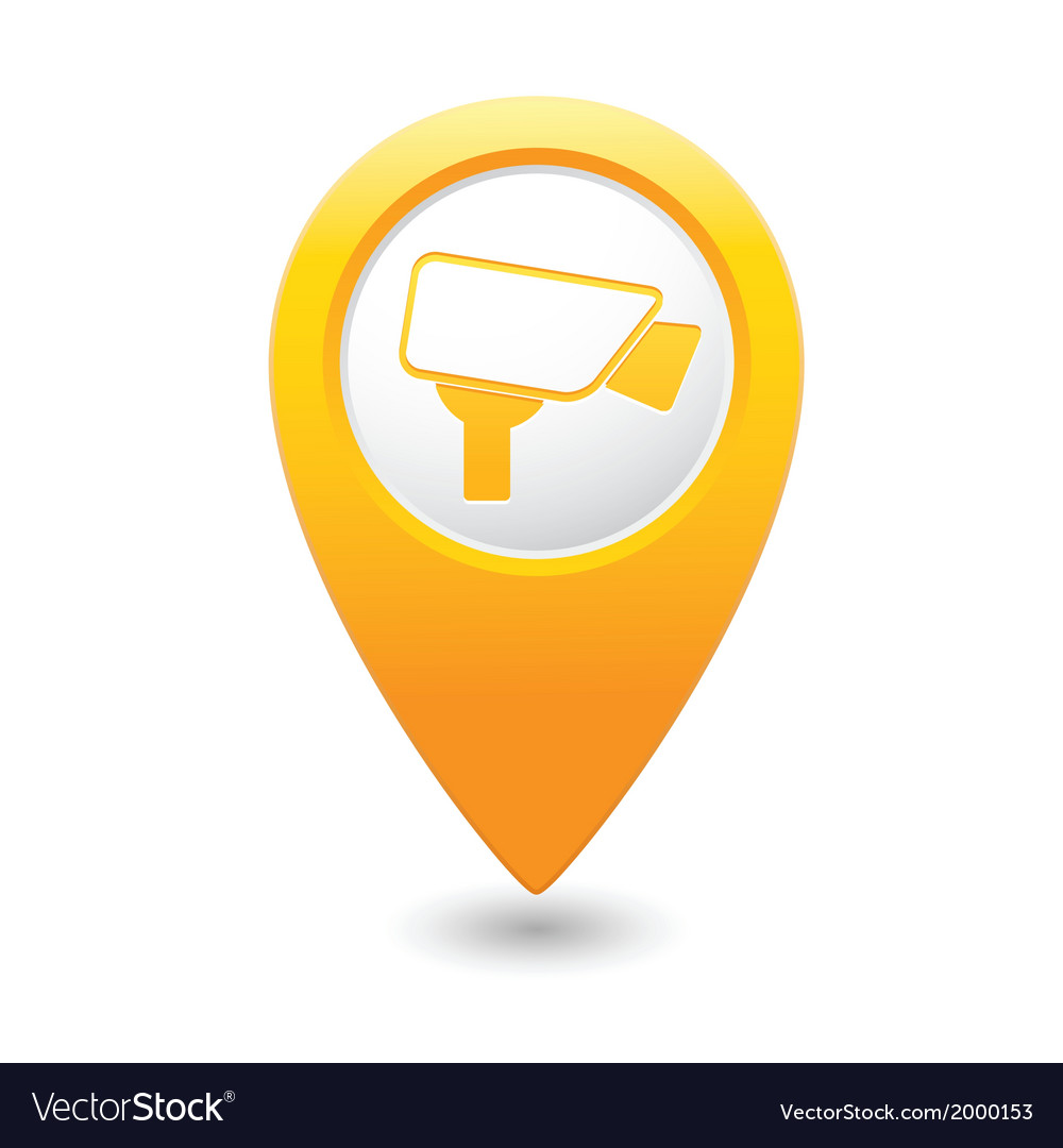 Camera icon yellow map pointer Royalty Free Vector Image