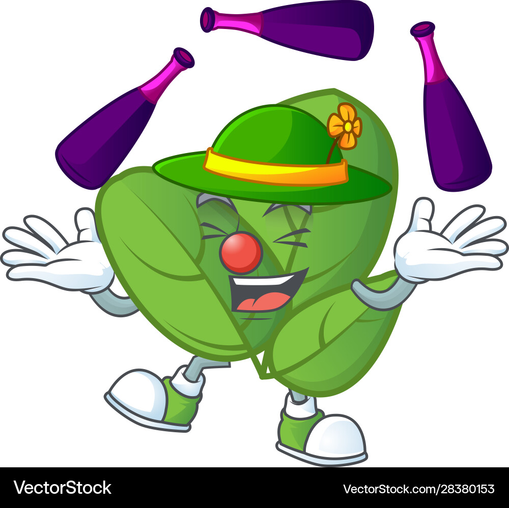 Cute and cool juggling basil cartoon character Vector Image