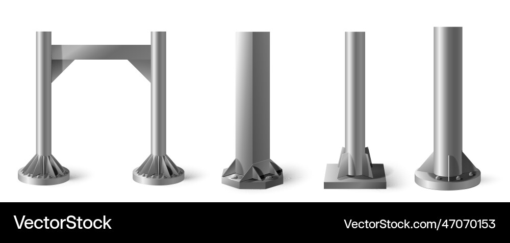 Durable steel poles with different shapes Vector Image