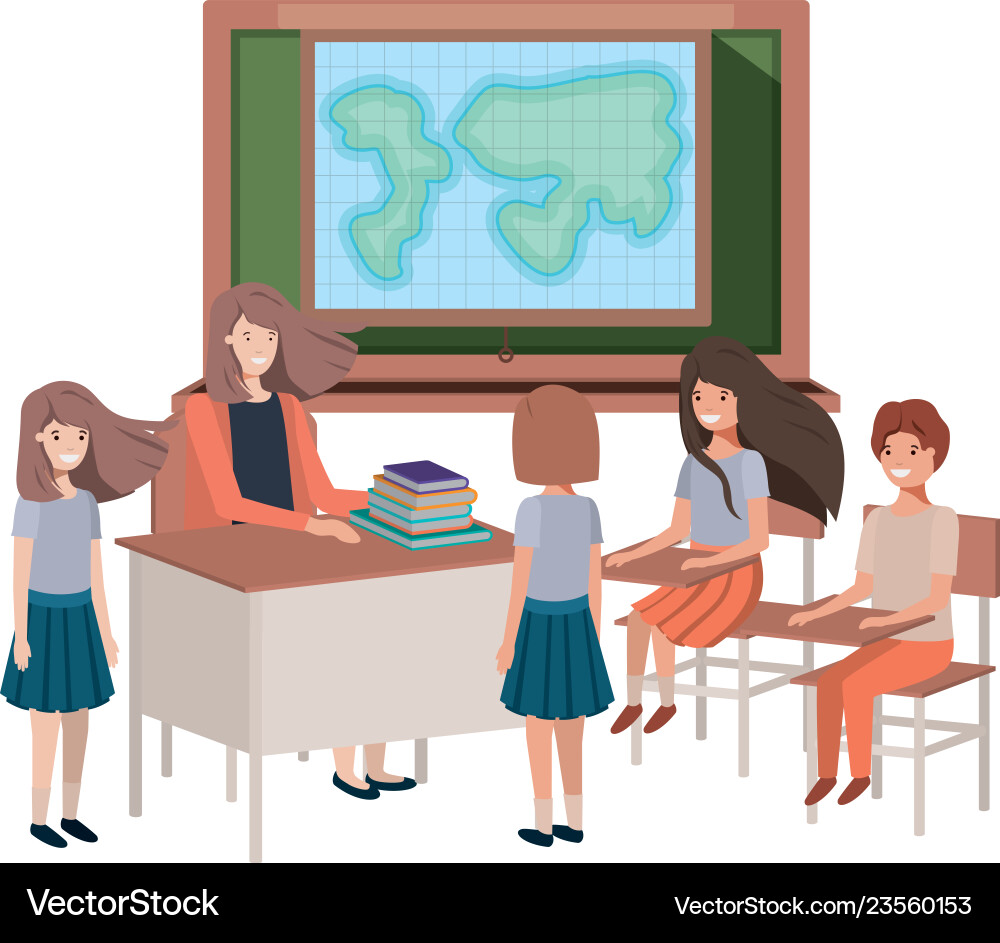 Female teacher in geography class Royalty Free Vector Image