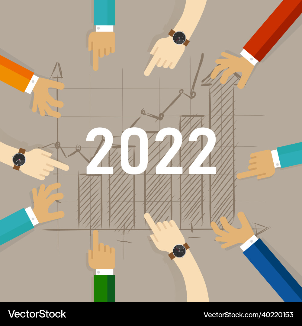 Hand pointing together for growth chart in 2022 Vector Image