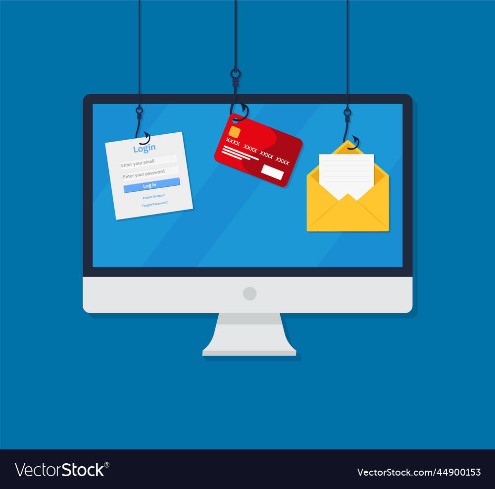 Internet phishing account hacking attempt during Vector Image Internet phishing account hacking attempt during Vector Image