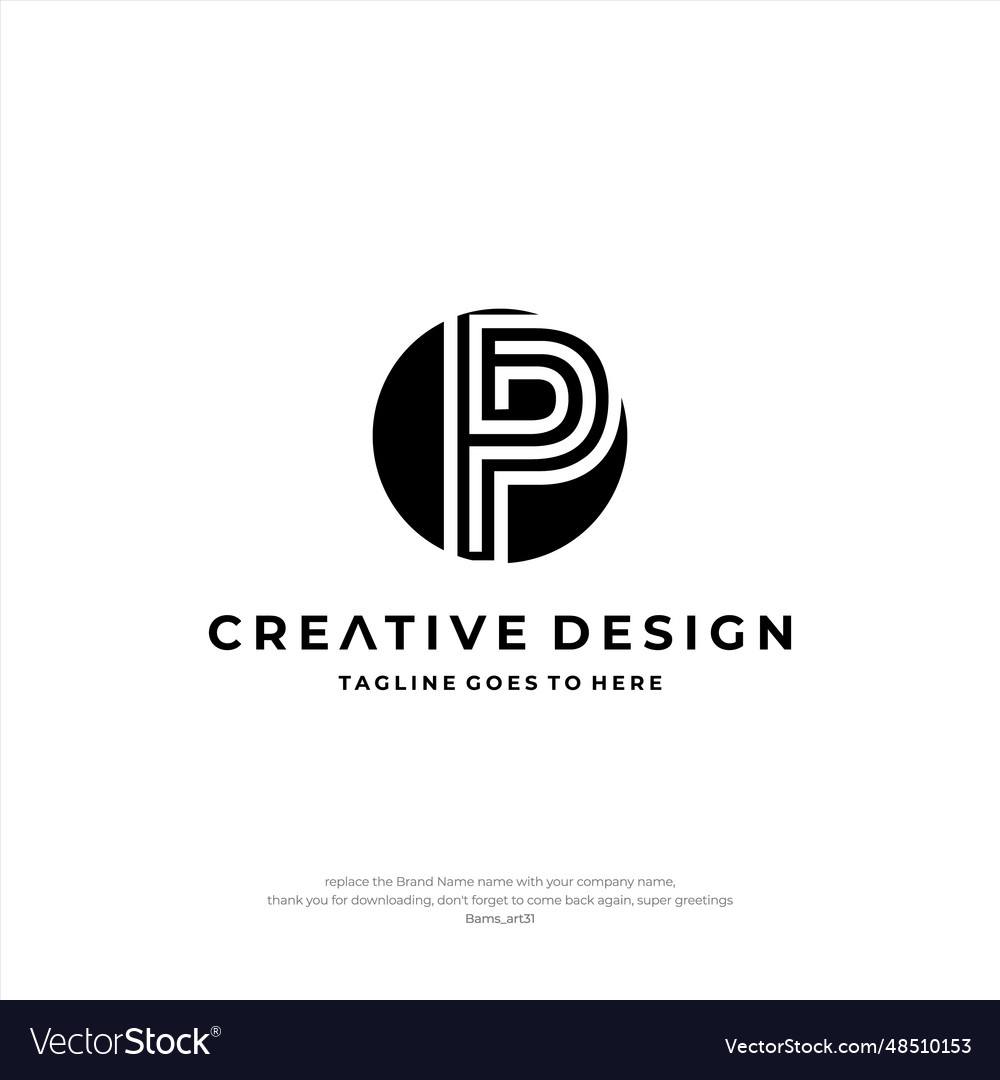 Letter p logo circle creative design logo Vector Image